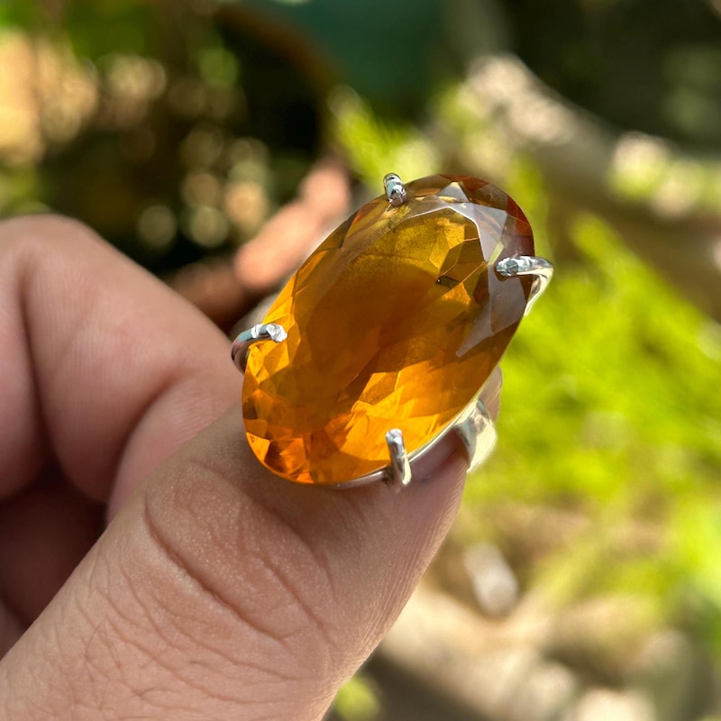 Large Citrine Ring - Etsy