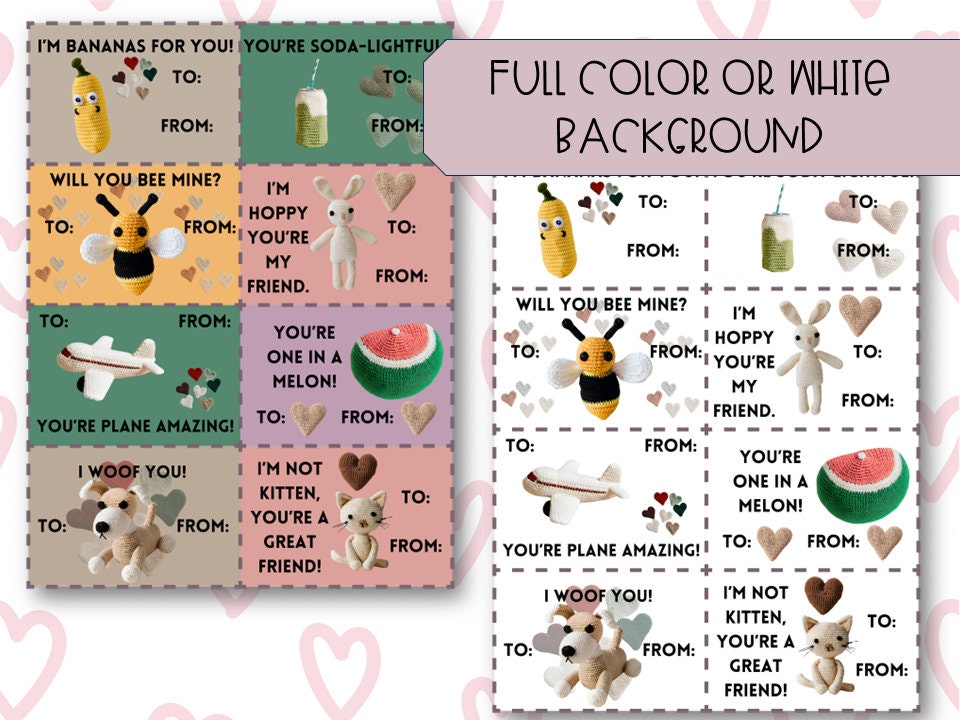 Printable Crochet Valentine's Day Cards, Valentine's Day Puns ...