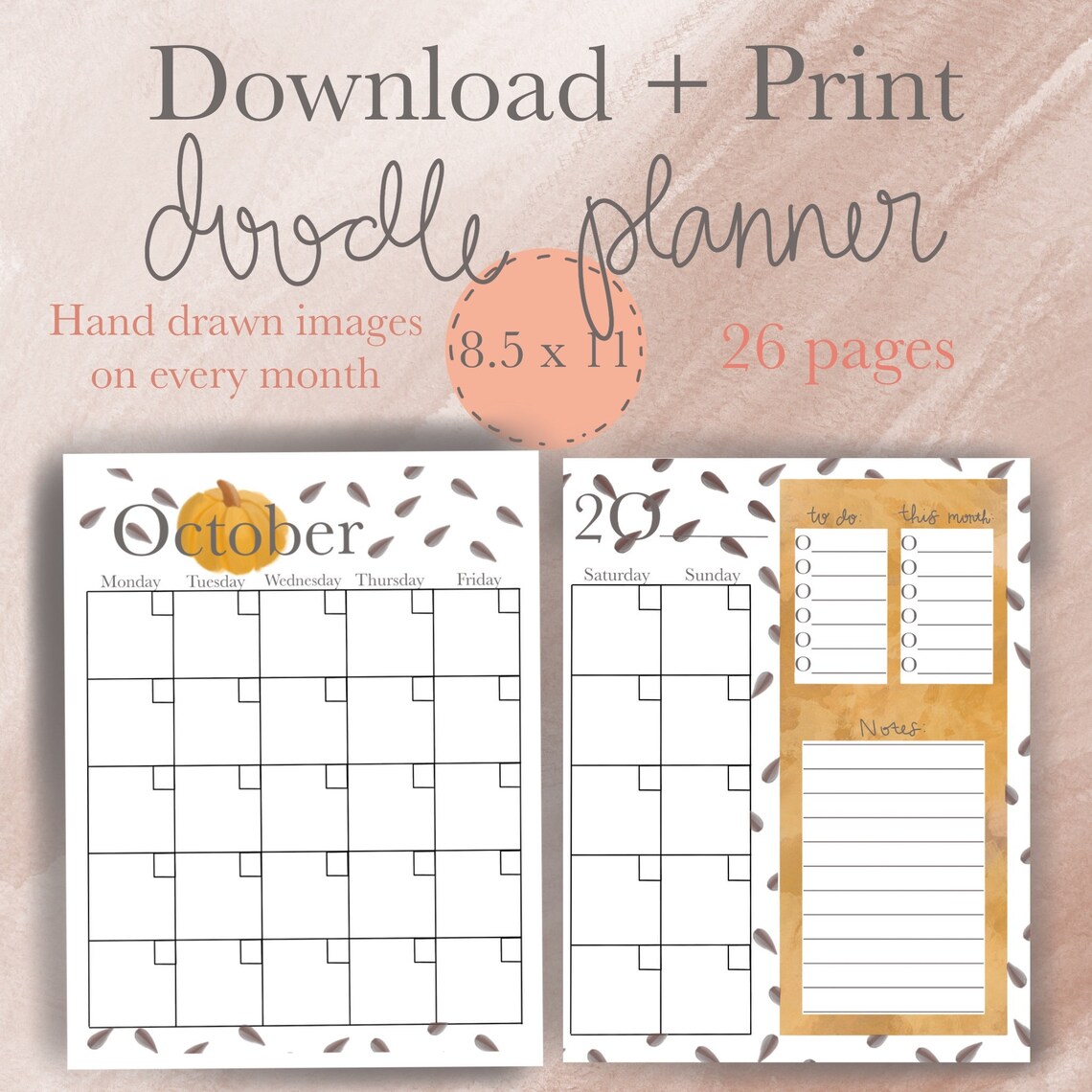 Download + Print | Printable Planner | Digital Download | Watercolor ...