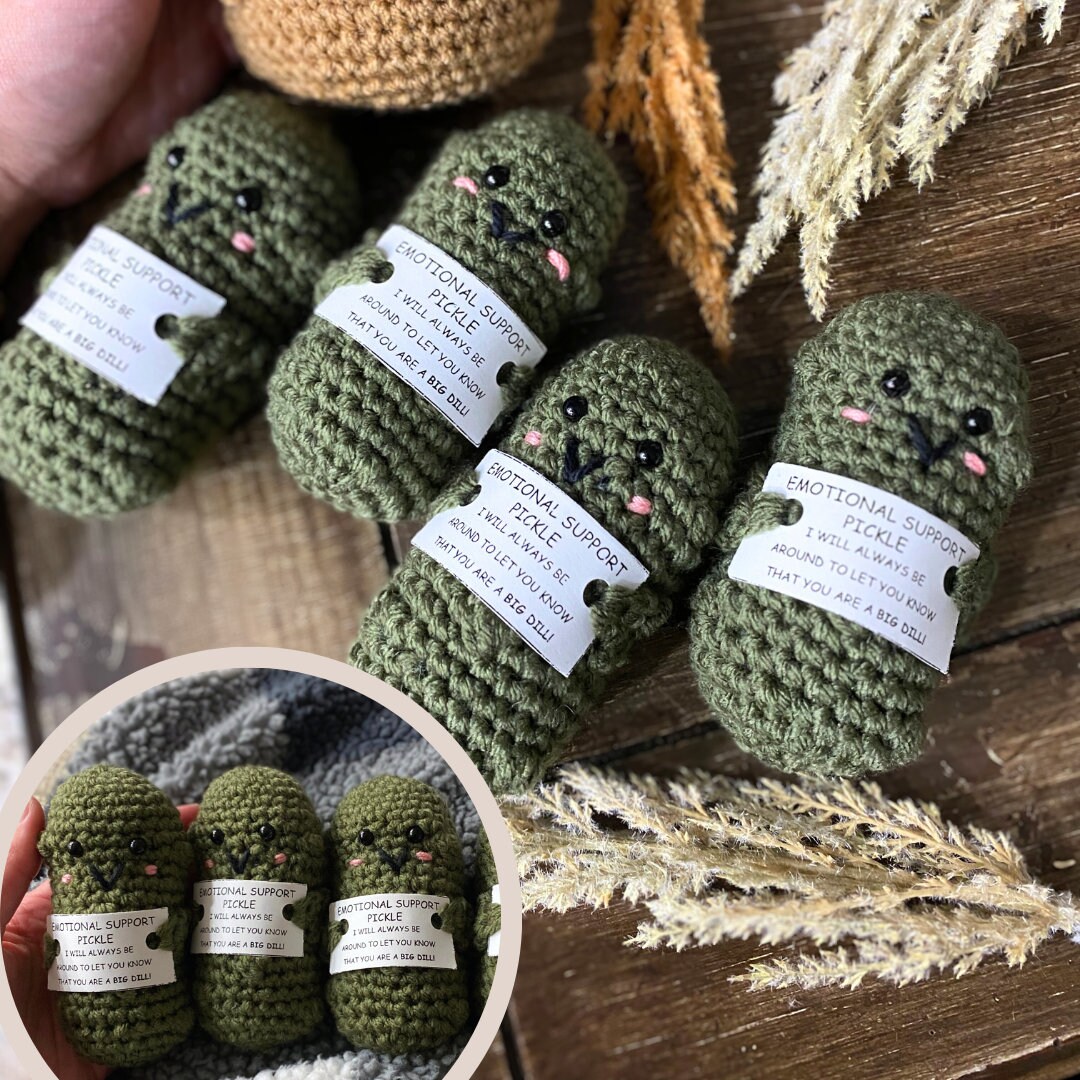 Emotional Support Pickle Small, Crochet Pickle, Crochet Gift, Office Gift, Amigurumi Pickle ...