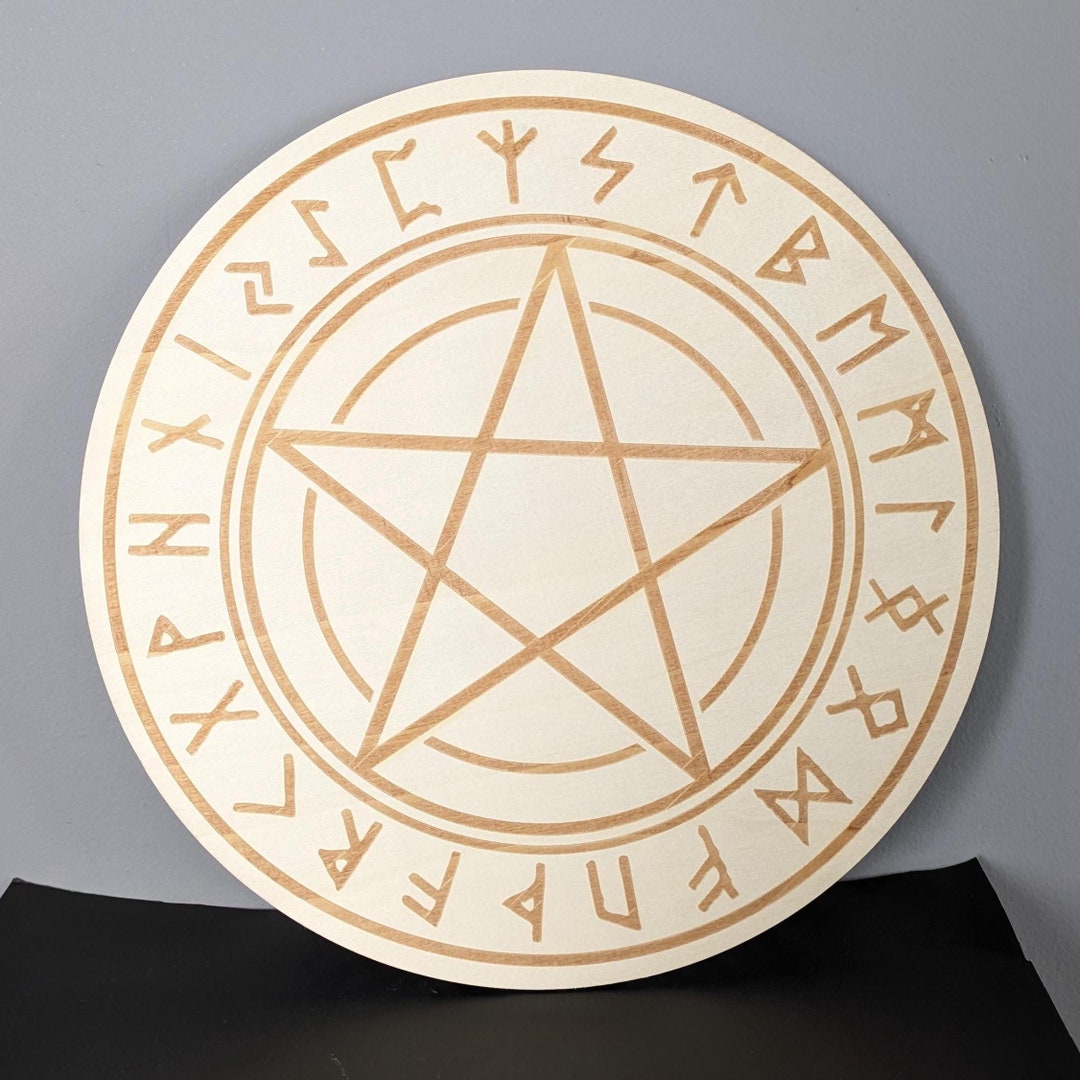 Runes Symbols Pentacle Grid. Wood Board 12inch. - Etsy