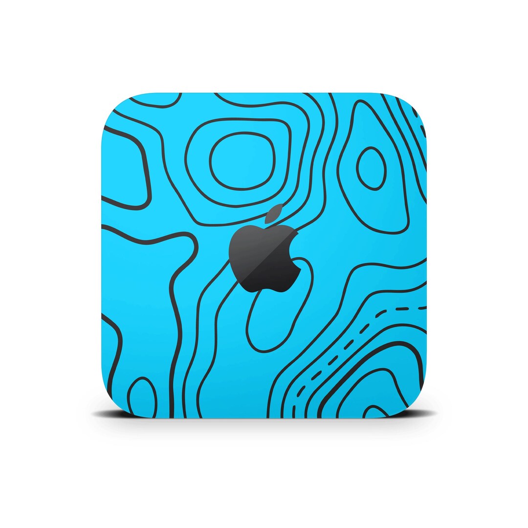 Blue Topographic Map Mac Mini Skin, Topography Pattern Wrap, Protective ...