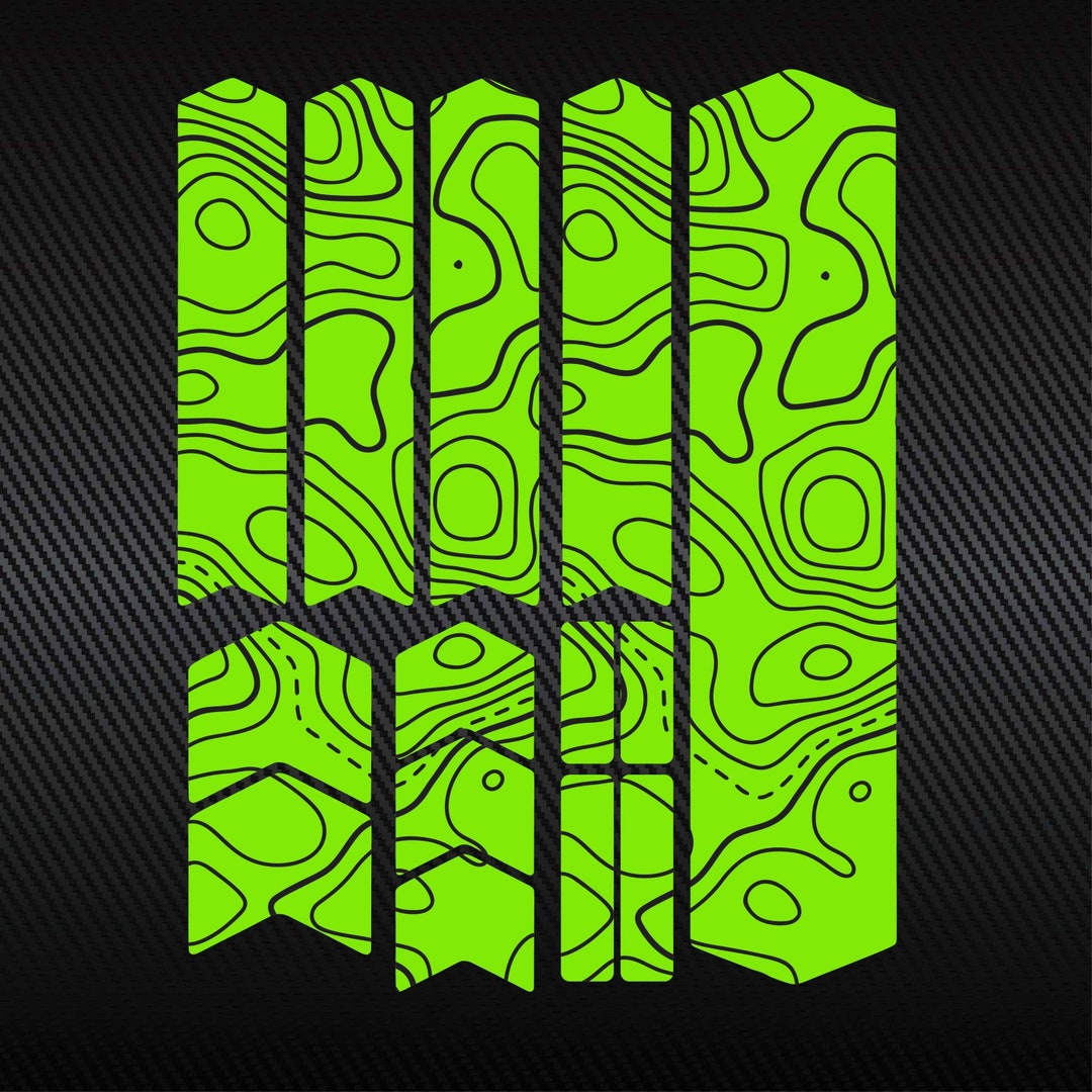 Green Topographic Map Bike Frame Stickers, Bicycle Frame Fork ...