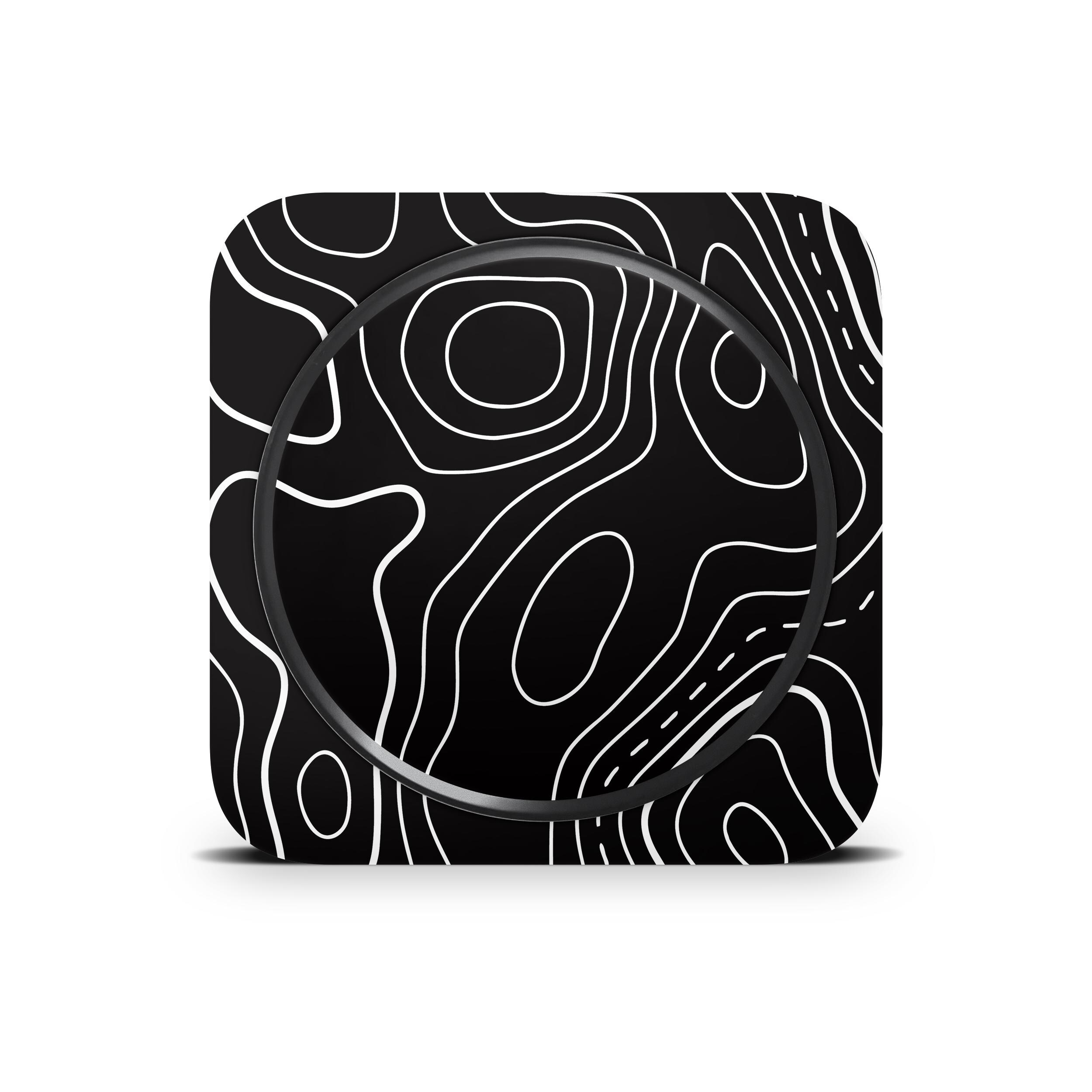 Black Topographic Map Mac Mini Skin, Topography Pattern Wrap ...