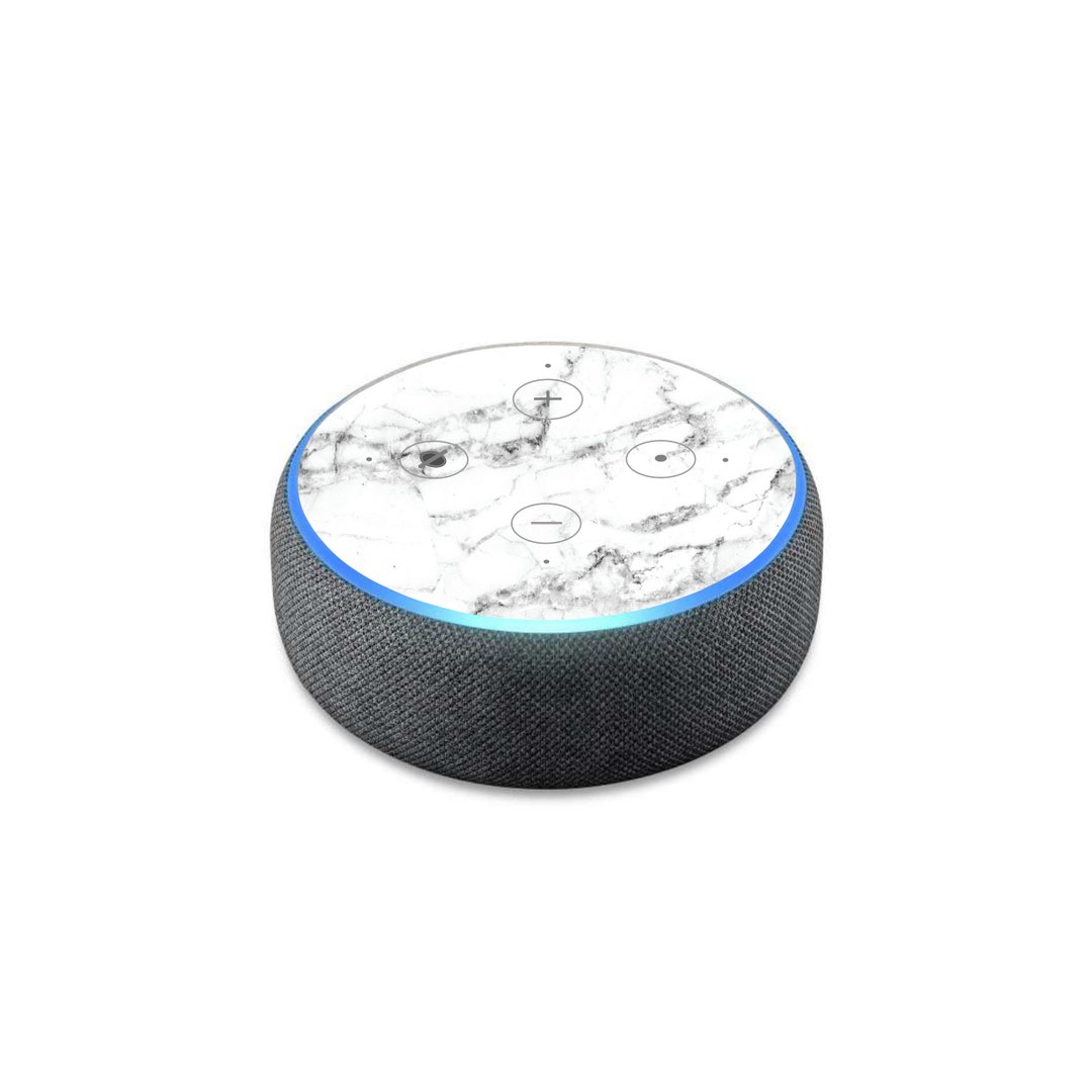 White Marble Protective Skin for Amazon Echo Dot 3, Printed Vinyl Decal ...