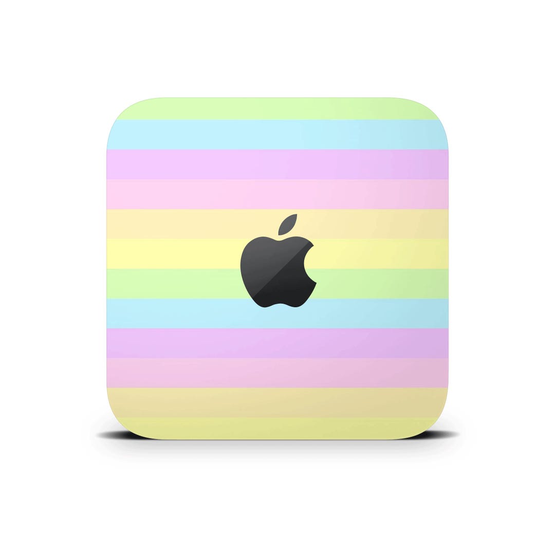 Pastel Stripes Mac Mini Skin, Mac Mini Decorative Wrap, Cute Rainbow ...