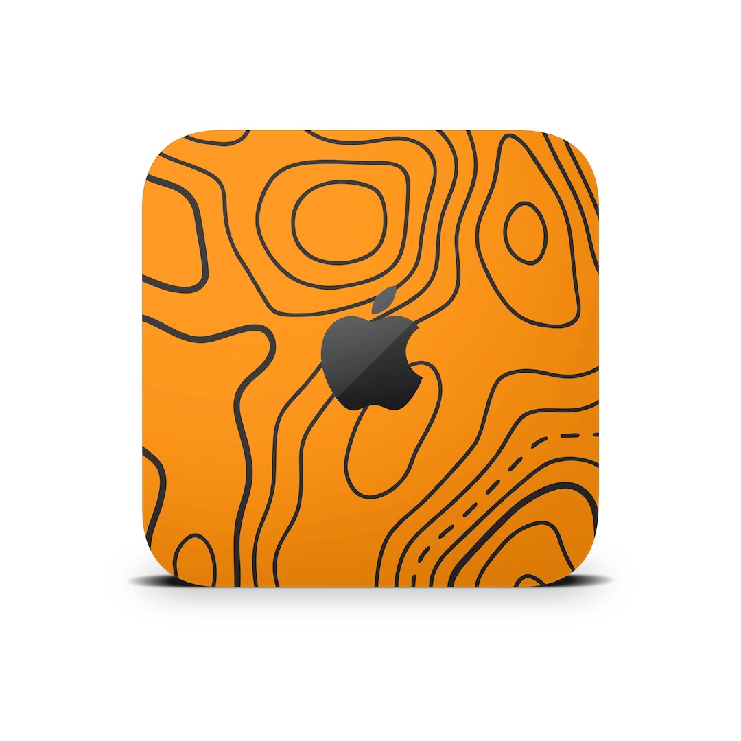 Orange Topographic Map Mac Mini Skin, Topography Pattern Wrap ...