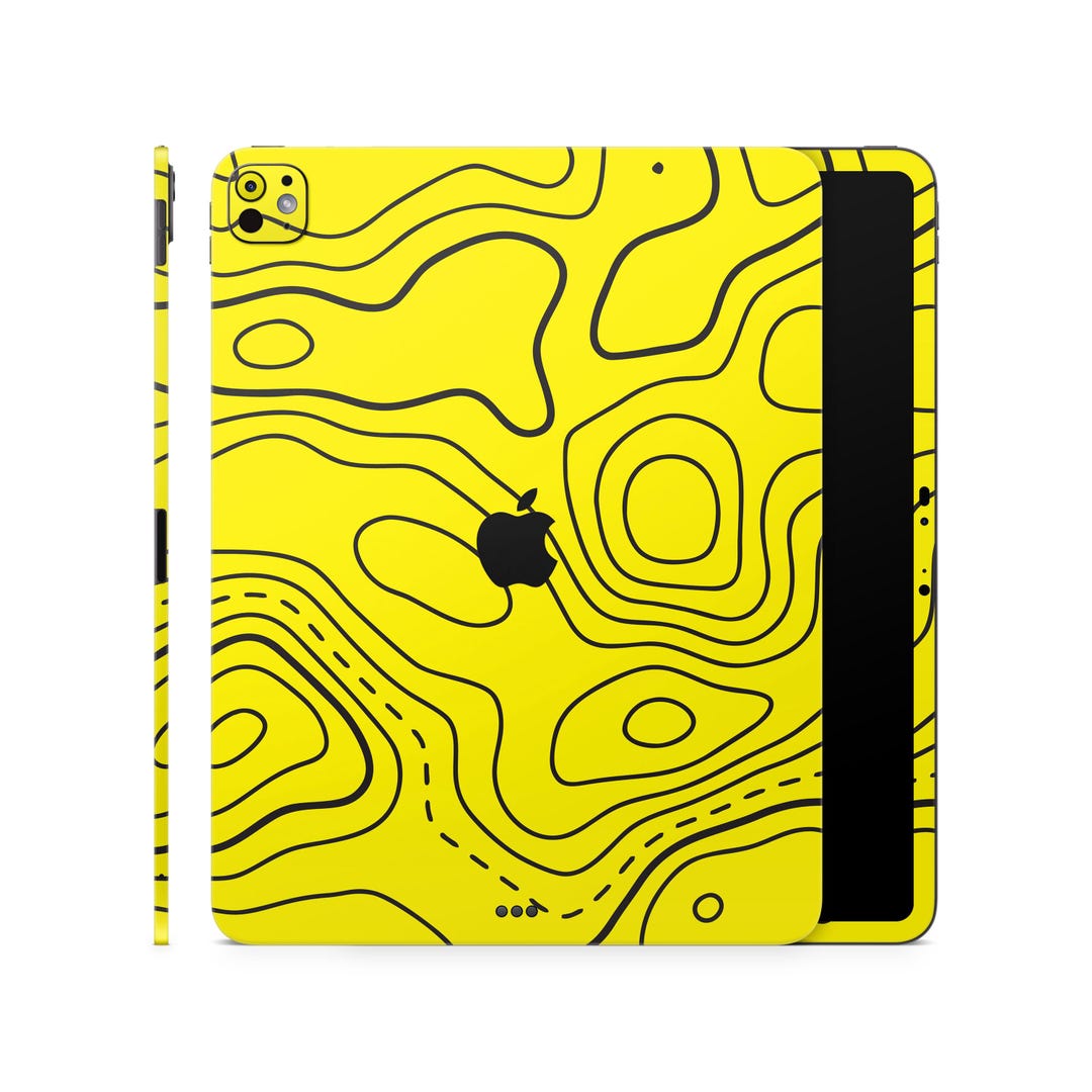 Yellow Topographic Map Wrap for Apple Ipad, Topography Pattern Skin ...