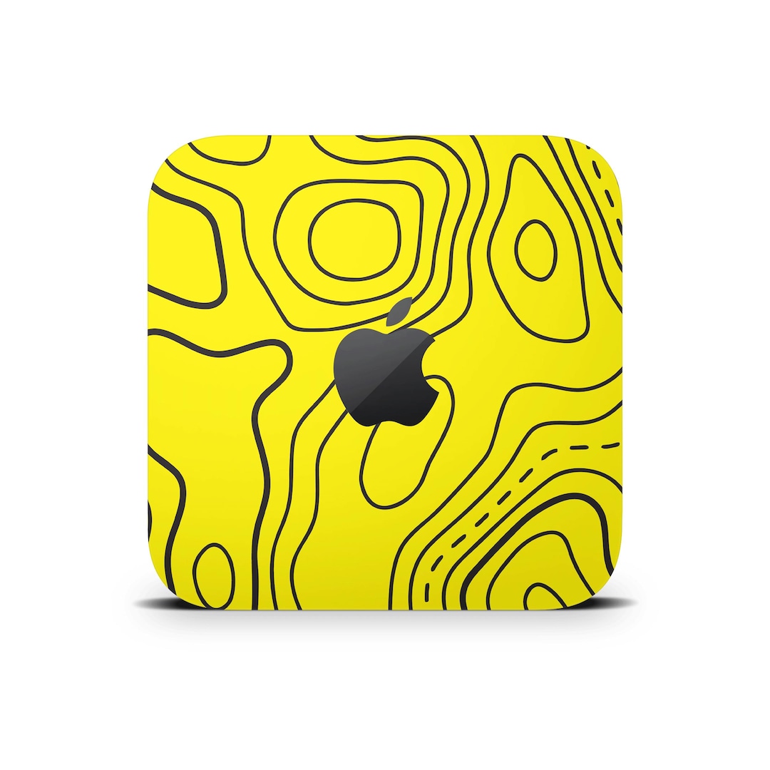 Yellow Topographic Map Mac Mini Skin, Topography Pattern Wrap ...
