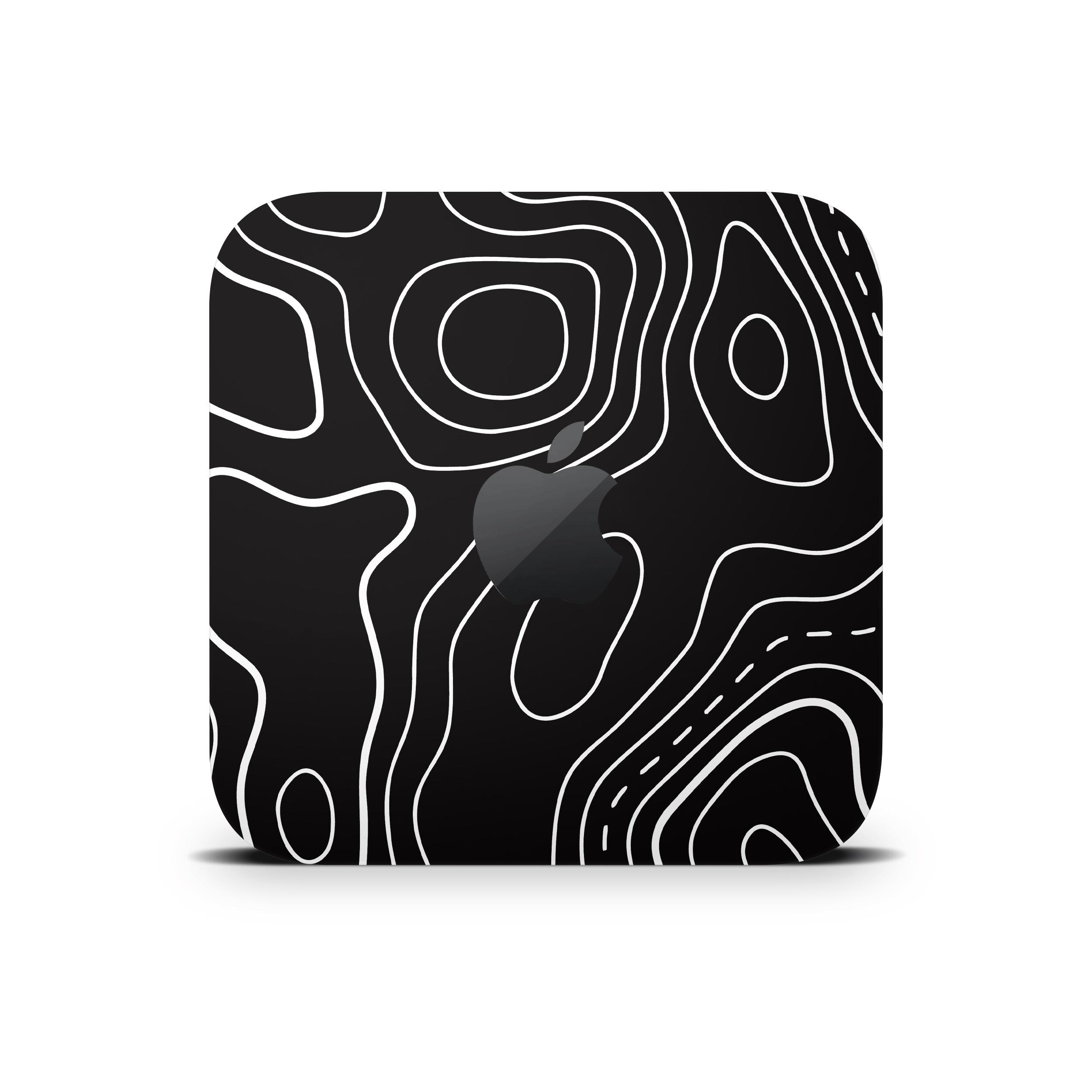 Black Topographic Map Mac Mini Skin, Topography Pattern Wrap ...