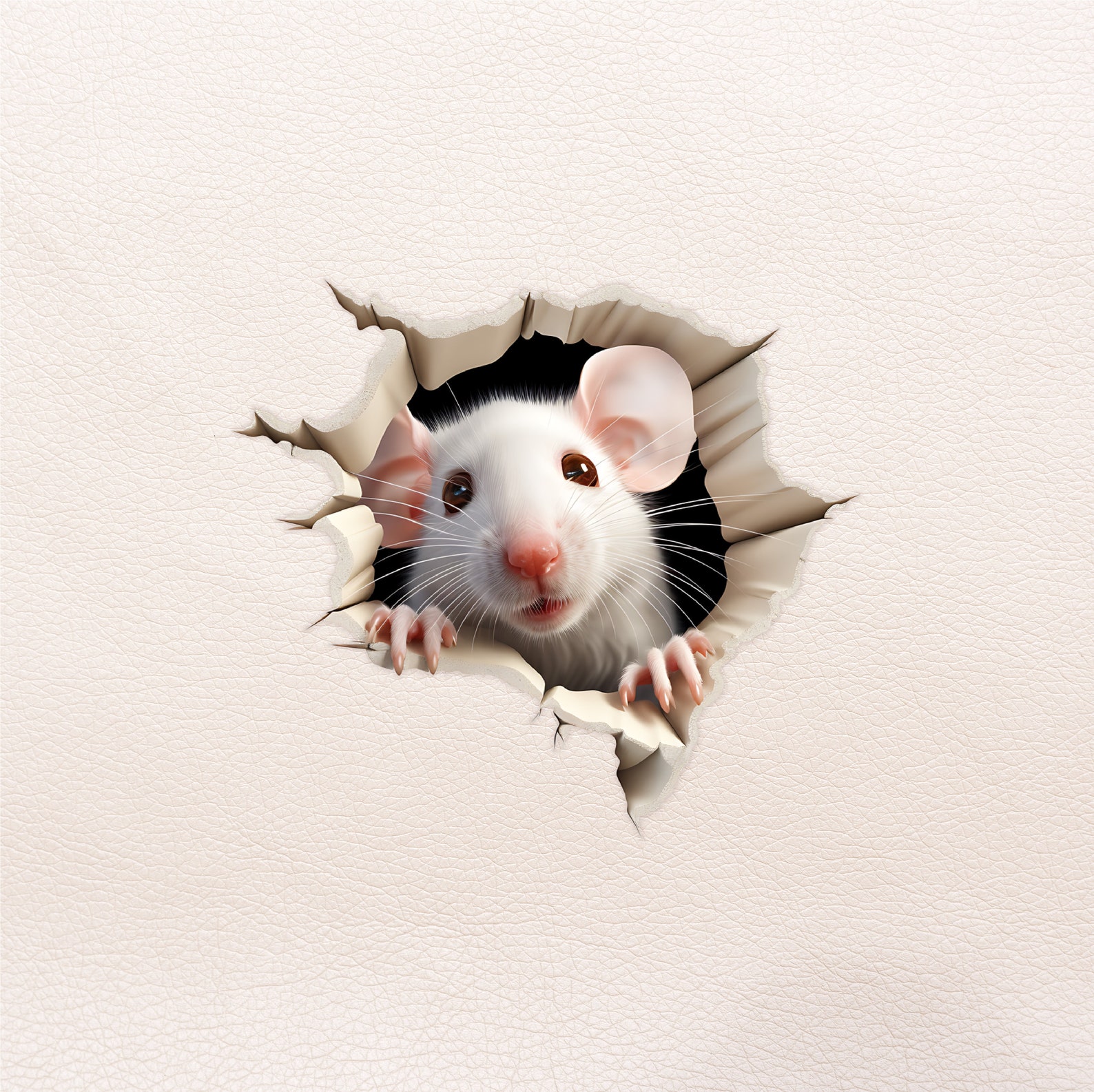 Cute Peeking Mouse in Mouse Hole Decal, 3d Mouse Sticker, Realistic ...