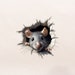 Cute Peeking Mouse in Mouse Hole Decal, 3d Realistic Mouse Hole Wall ...