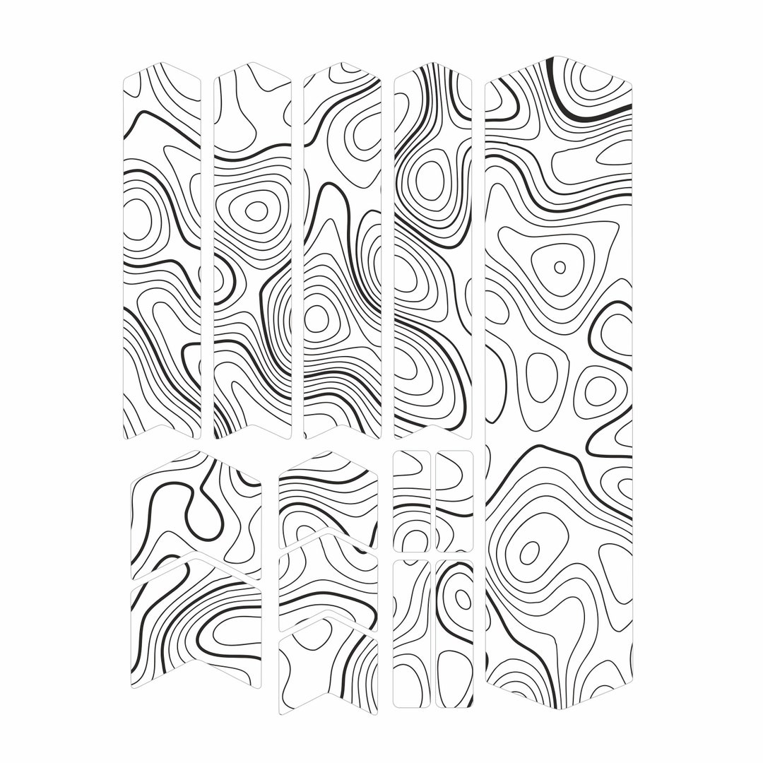 Topographic Map Pattern Bike Frame Stickers, Transparent With Black ...