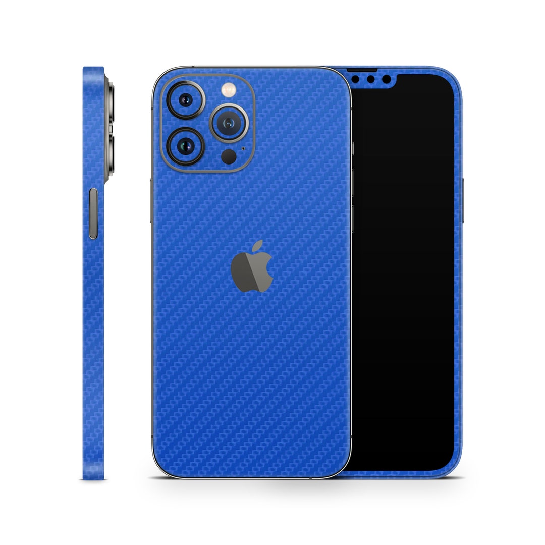 Blue CARBON Protective Skin for Apple iPhone 17 16 15 14 13 12 11 Pro ...