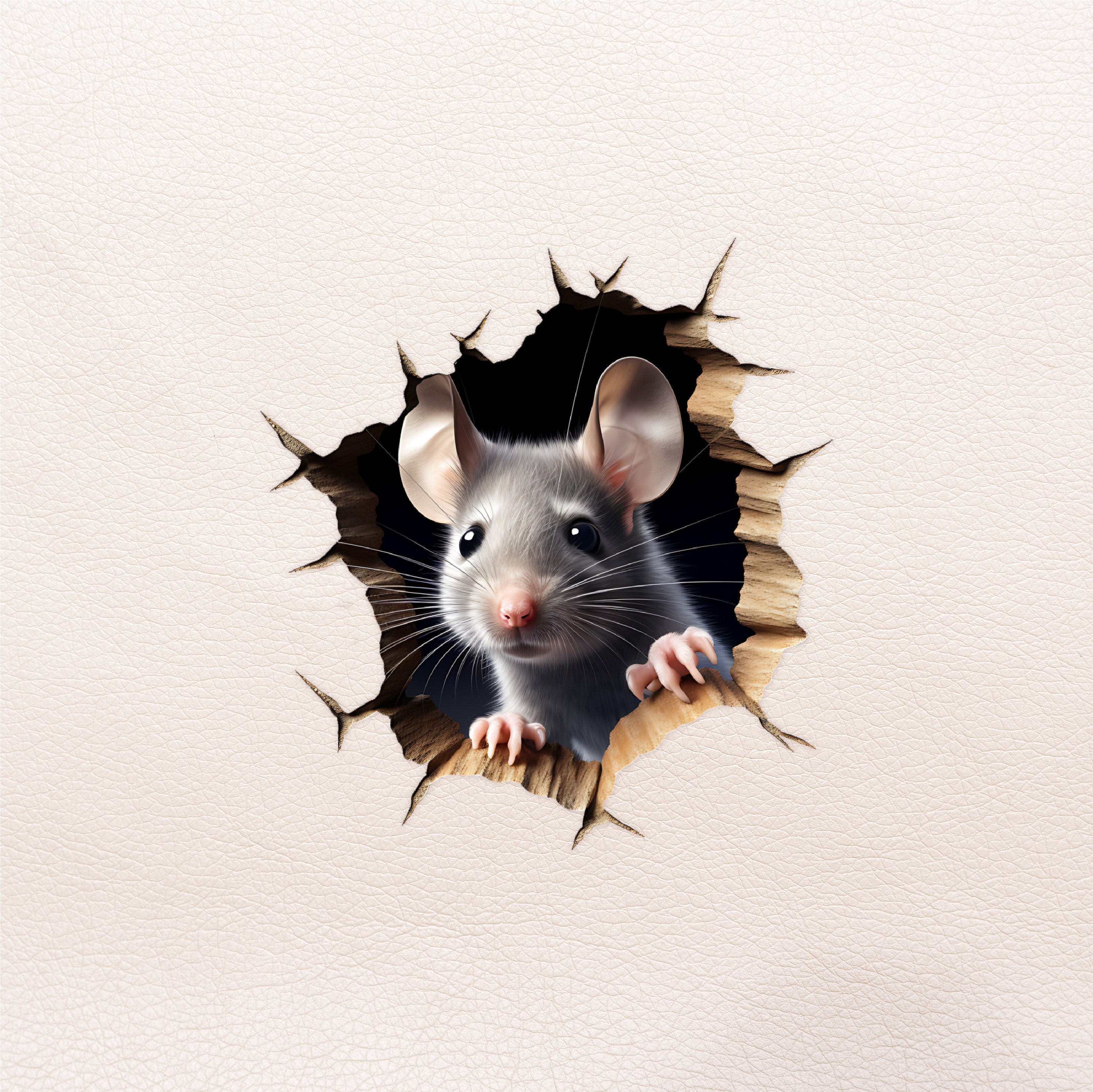 Cute Peeking Mouse in Mouse Hole Decal, 3d Realistic Mouse Hole Wall ...