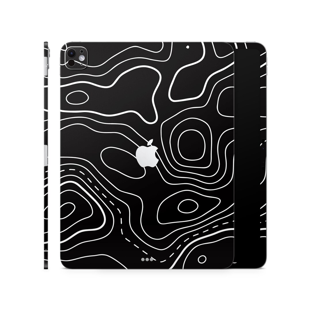 Black Topographic Map Skin for Apple Ipad, Topography Pattern Wrap ...