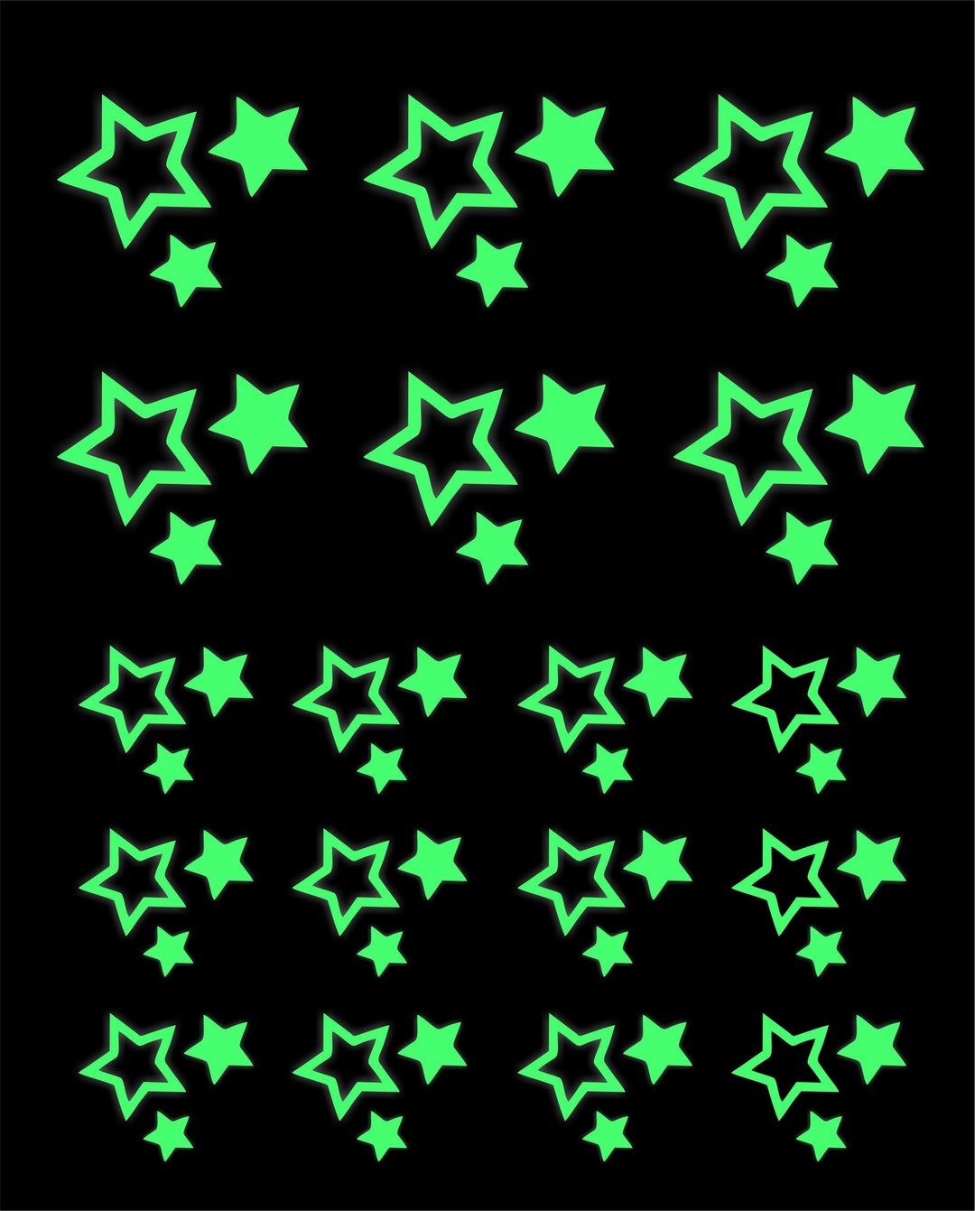 Glow in the Dark STARS Stickers Set - 18 Pcs / A5 Sheet - Cute Vinyl ...