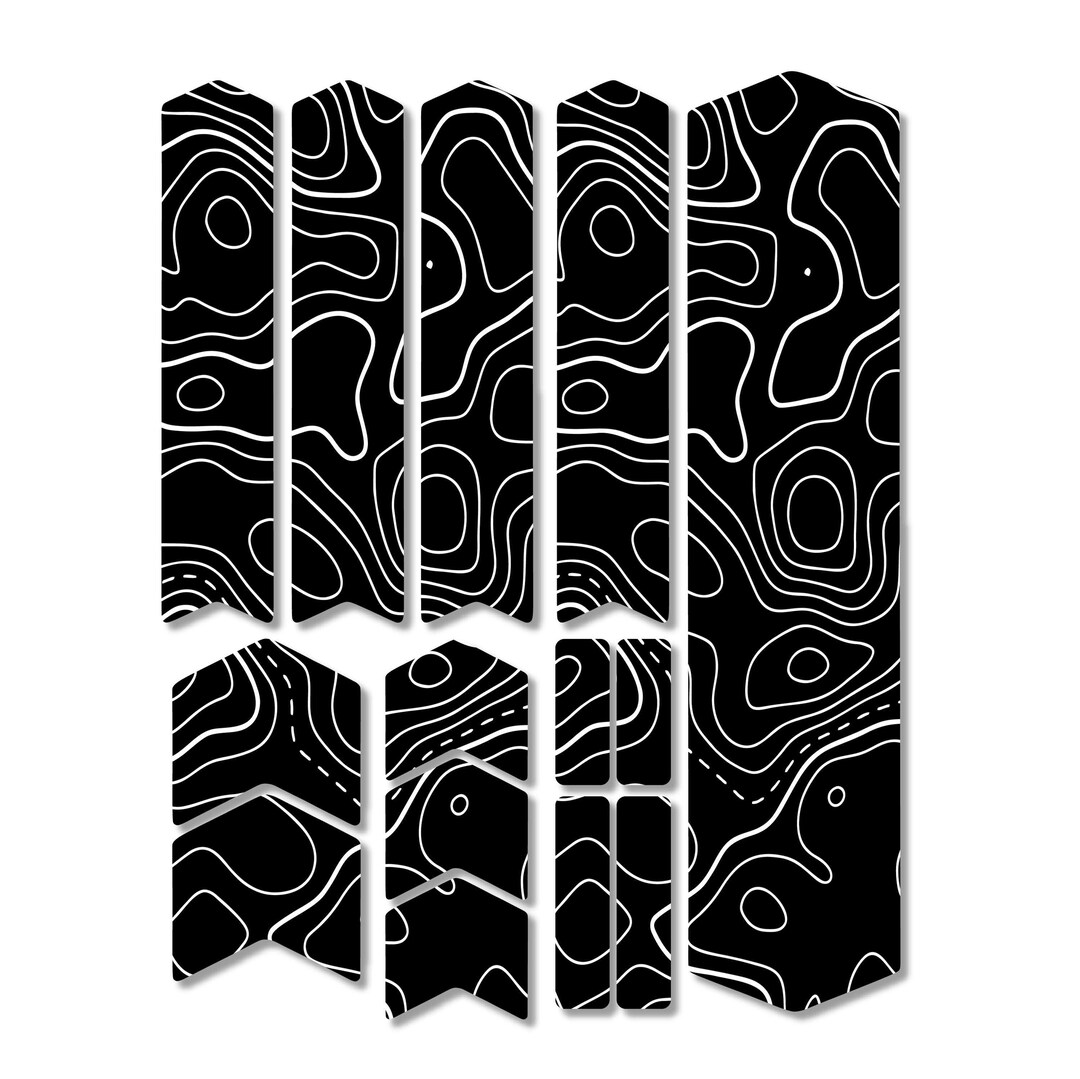 Topographic Map Pattern Bike Frame Stickers - Bicycle Frame Fork ...