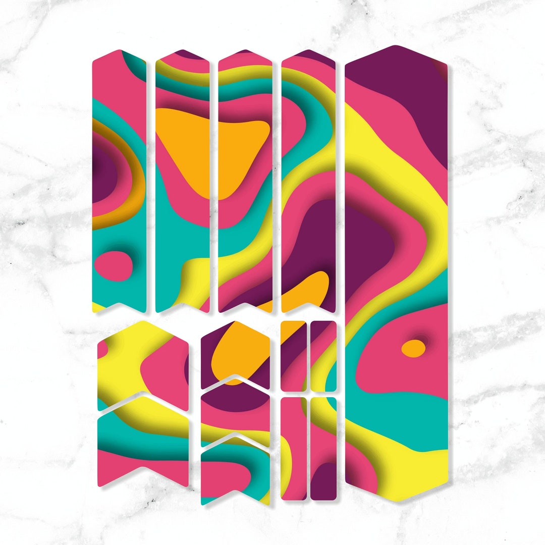 Colorful CURVES Bike Frame Stickers - Bicycle Frame Fork Protection ...