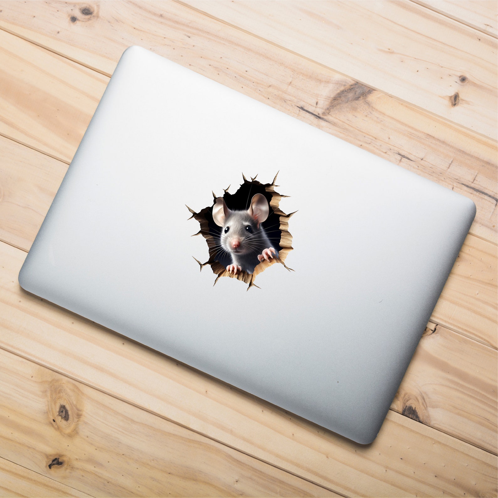 Cute Peeking Mouse in Mouse Hole Decal, 3d Realistic Mouse Hole Wall ...