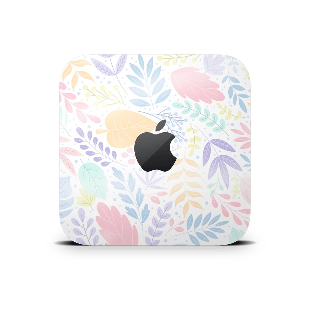 Pastel Leaves Mac Mini Skin, Mac Mini Decorative Wrap, Cute Floral ...