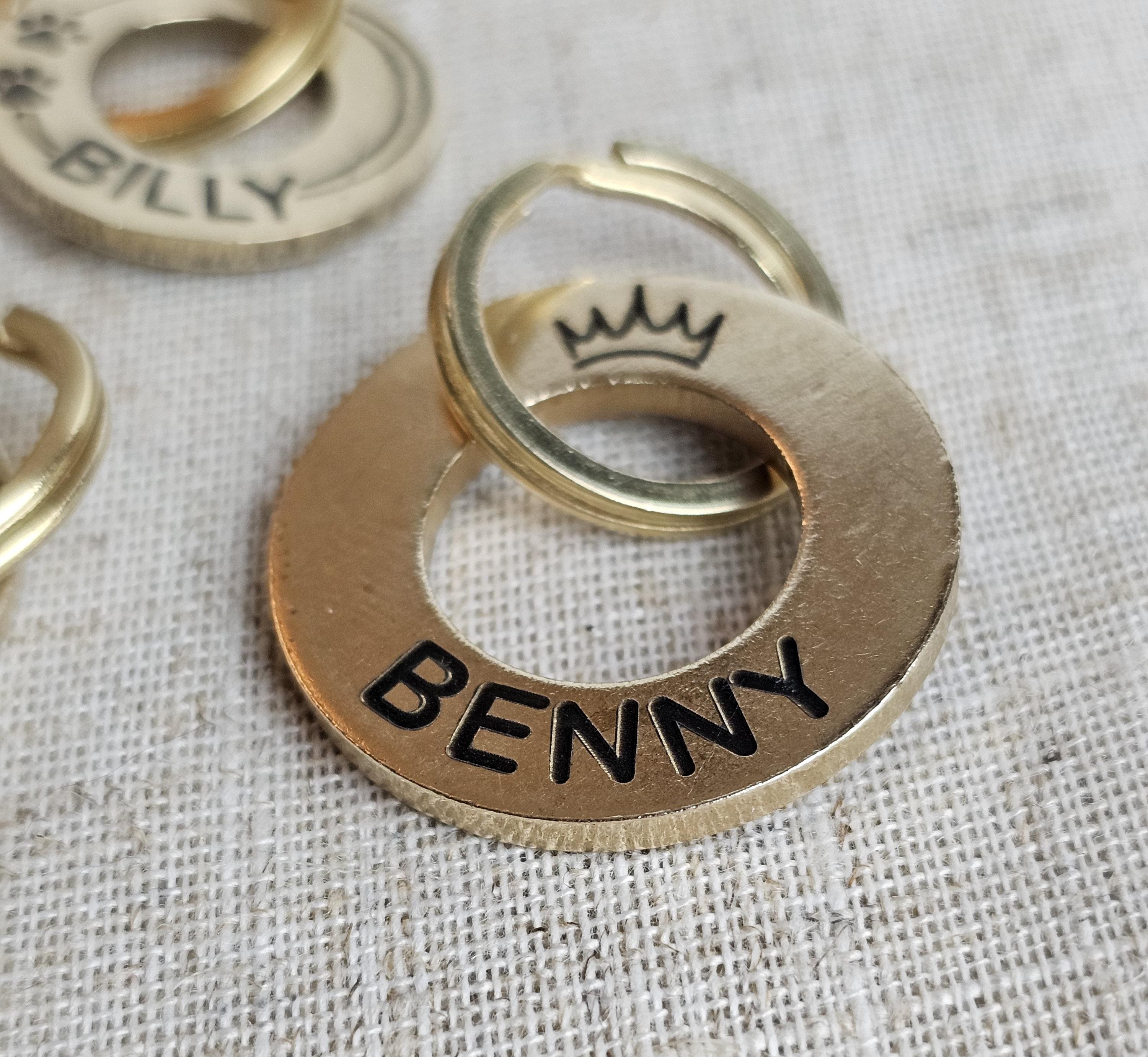 Round Solid Brass Dog Tag, Deep Engraved, Custom Pet ID Tag, Dog Tag ...