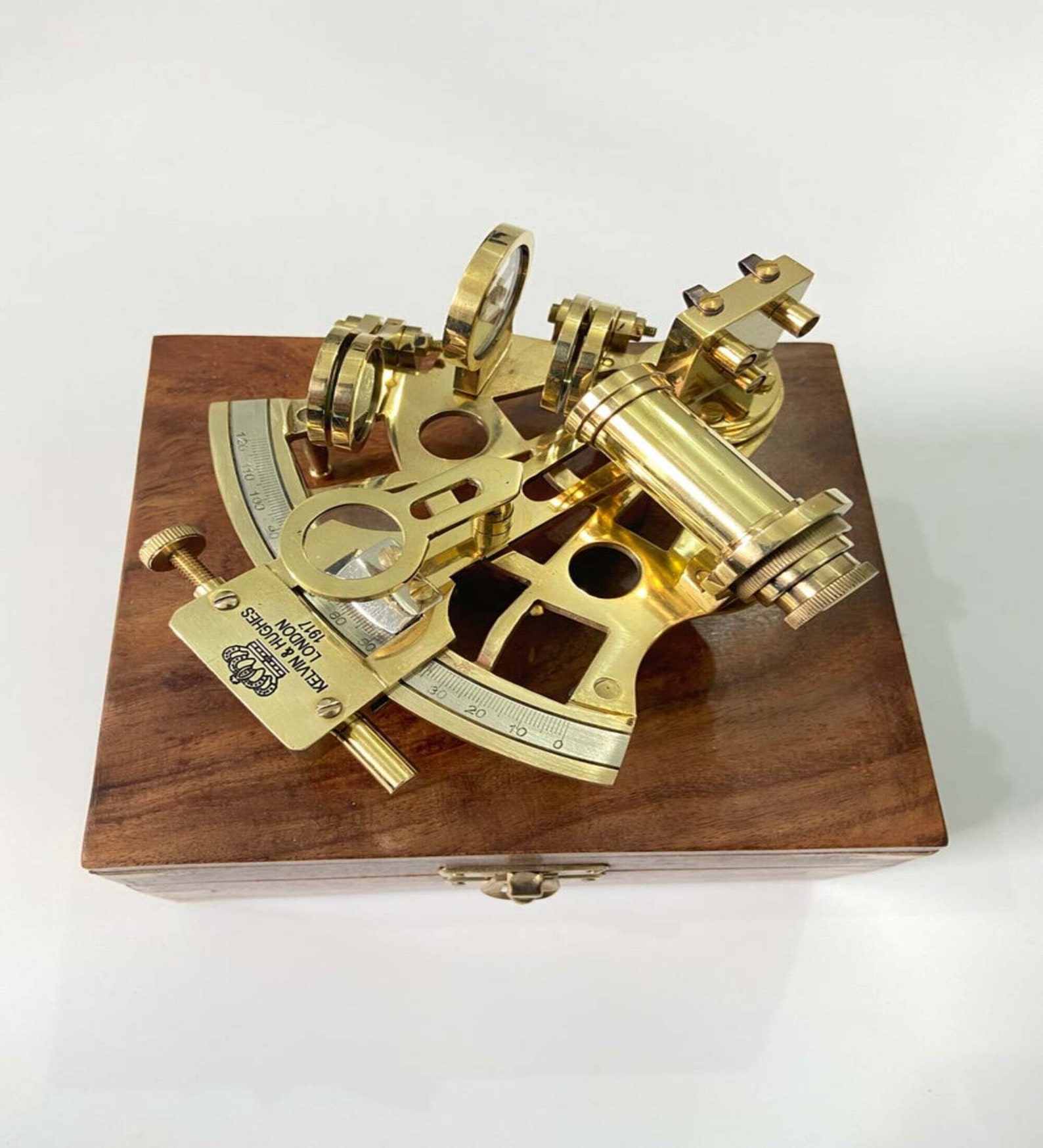 Nautical Brass Sextant With Wooden Box Navigational Sextant Etsy