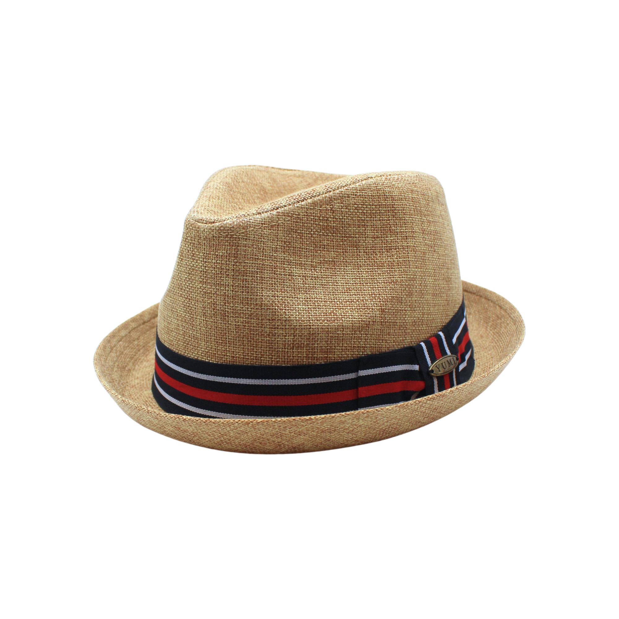 Short Brim Linen Cotton Fedora Hats With Striped or Black Band for Men ...