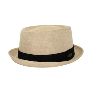 Short Brim Linen Cotton Fedora Hats With Striped or Black Band for Men ...