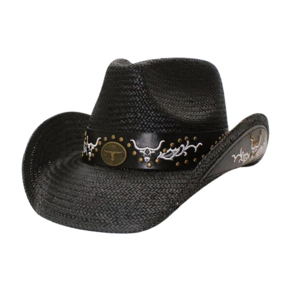 Black Straw Cowboy Hat - Etsy