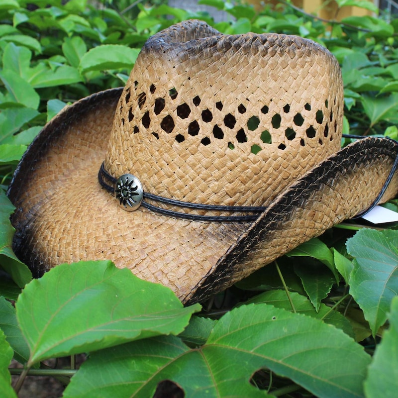 Black Straw Cowboy Hat - Etsy