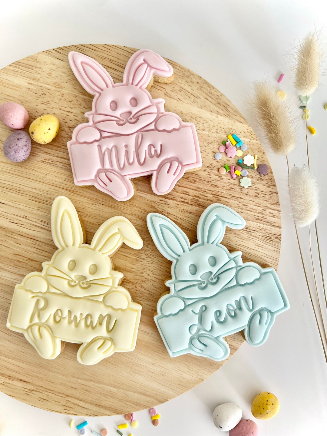 Personalised Easter Bunny Biscuit, Easter Egg Hunt Cookies, Kids Party ...