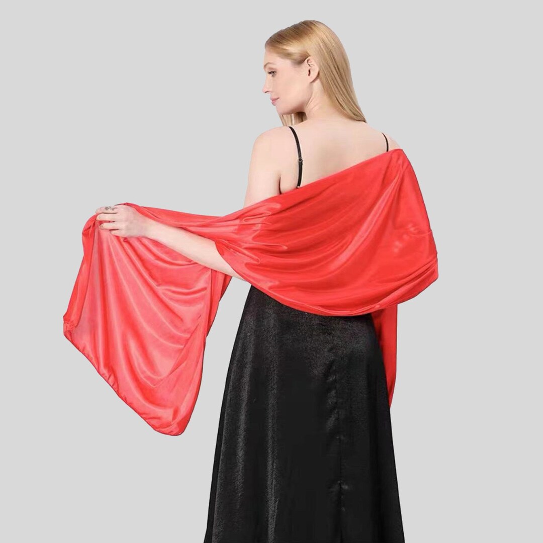 Red Wedding Shawl Satin Wedding Shawl Bow Detachable Wedding - Etsy