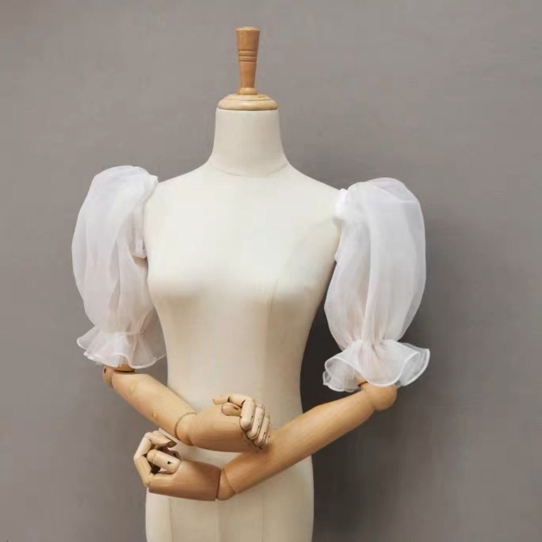 White Puff Wedding Sleeves, Detachable Wedding Sleeves, Short Bridal ...