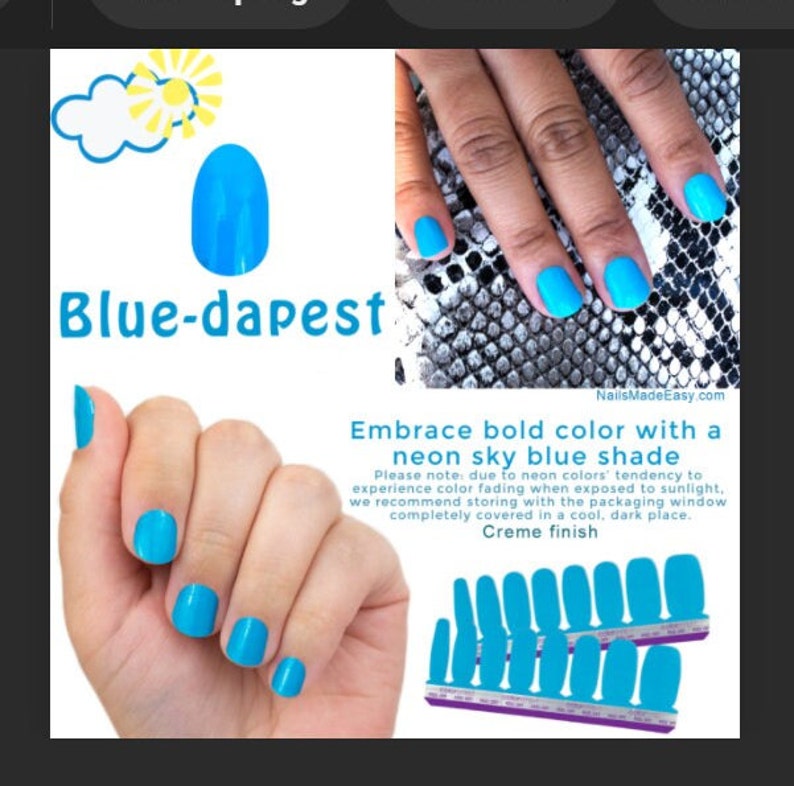 Color Street Nail Strips 100% Real Nail Polish BLUE-DAPEST - Etsy
