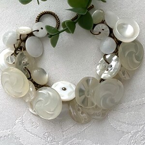 Opalescent Vintage Button Bracelet ~ Cream Color Vintage Buttons ...