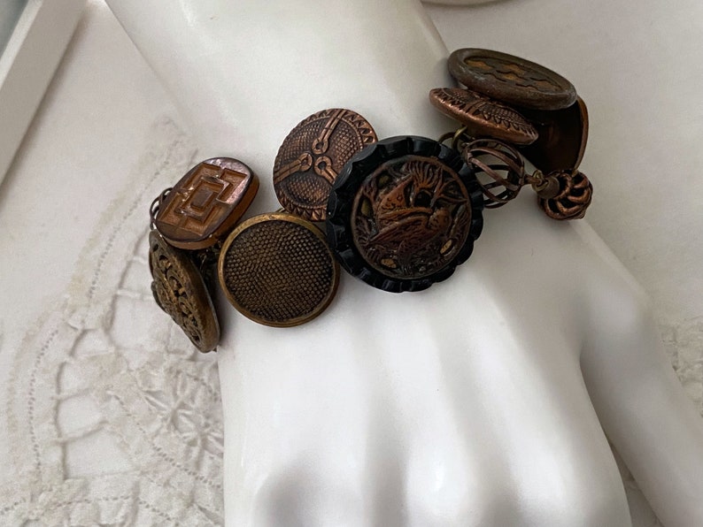 Vintage Copper Button Bracelet Patina Copper Buttons Original Handmade ...