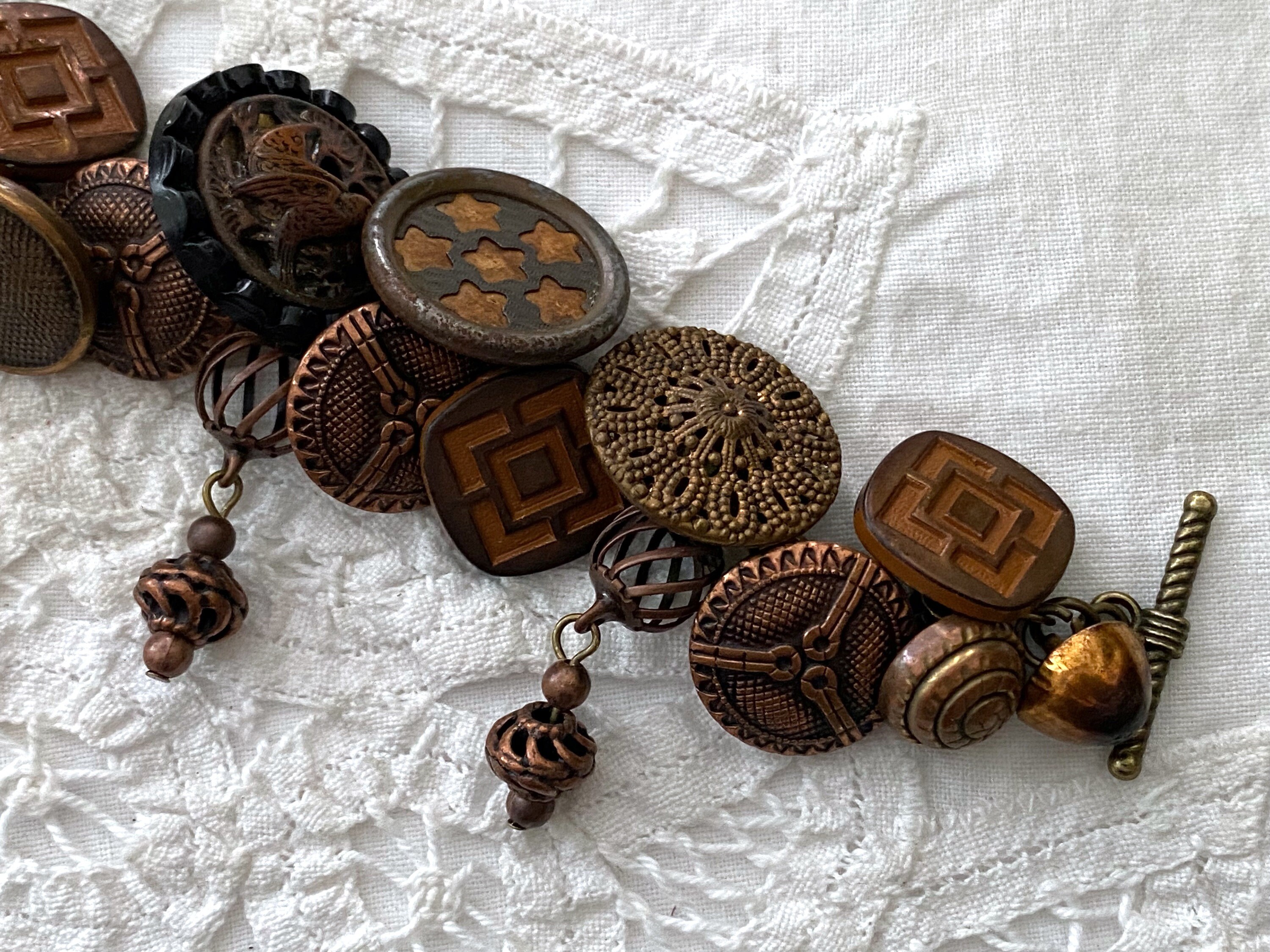 Vintage Copper Button Bracelet Patina Copper Buttons Original Handmade ...