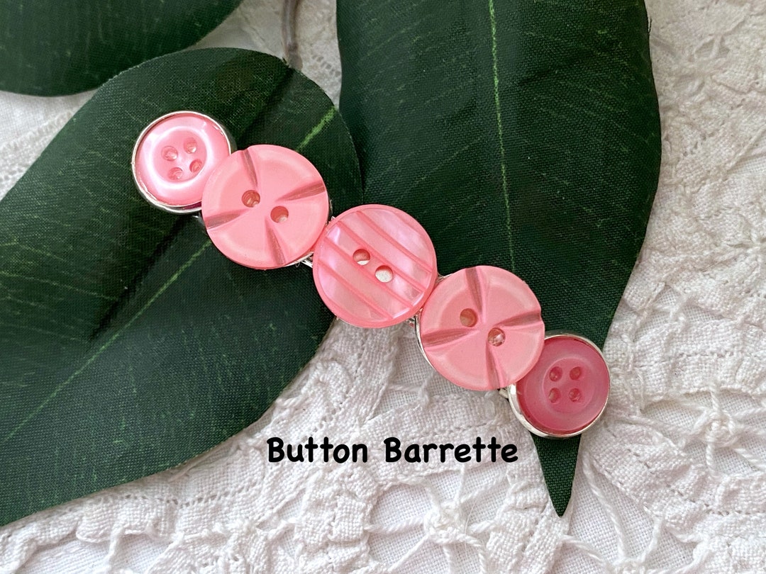Pink Button Barrette for Hair Button Pink Hair Accessory Unique Gift ...