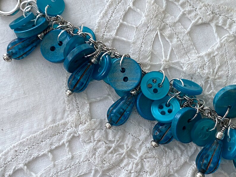 Turquoise Button Bracelet Plastic & Wooden Buttons Original Button ...