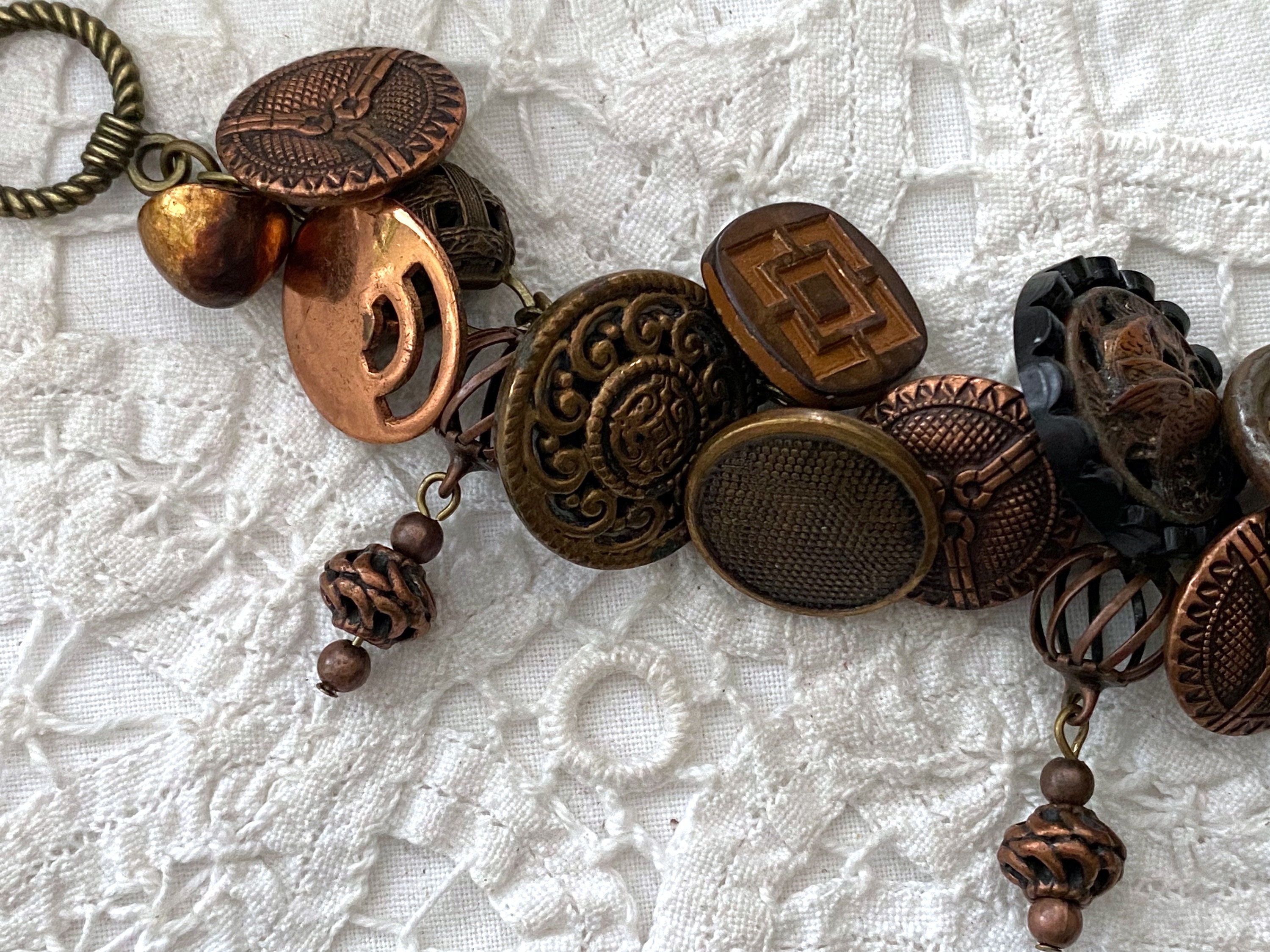 Vintage Copper Button Bracelet Patina Copper Buttons Original Handmade ...
