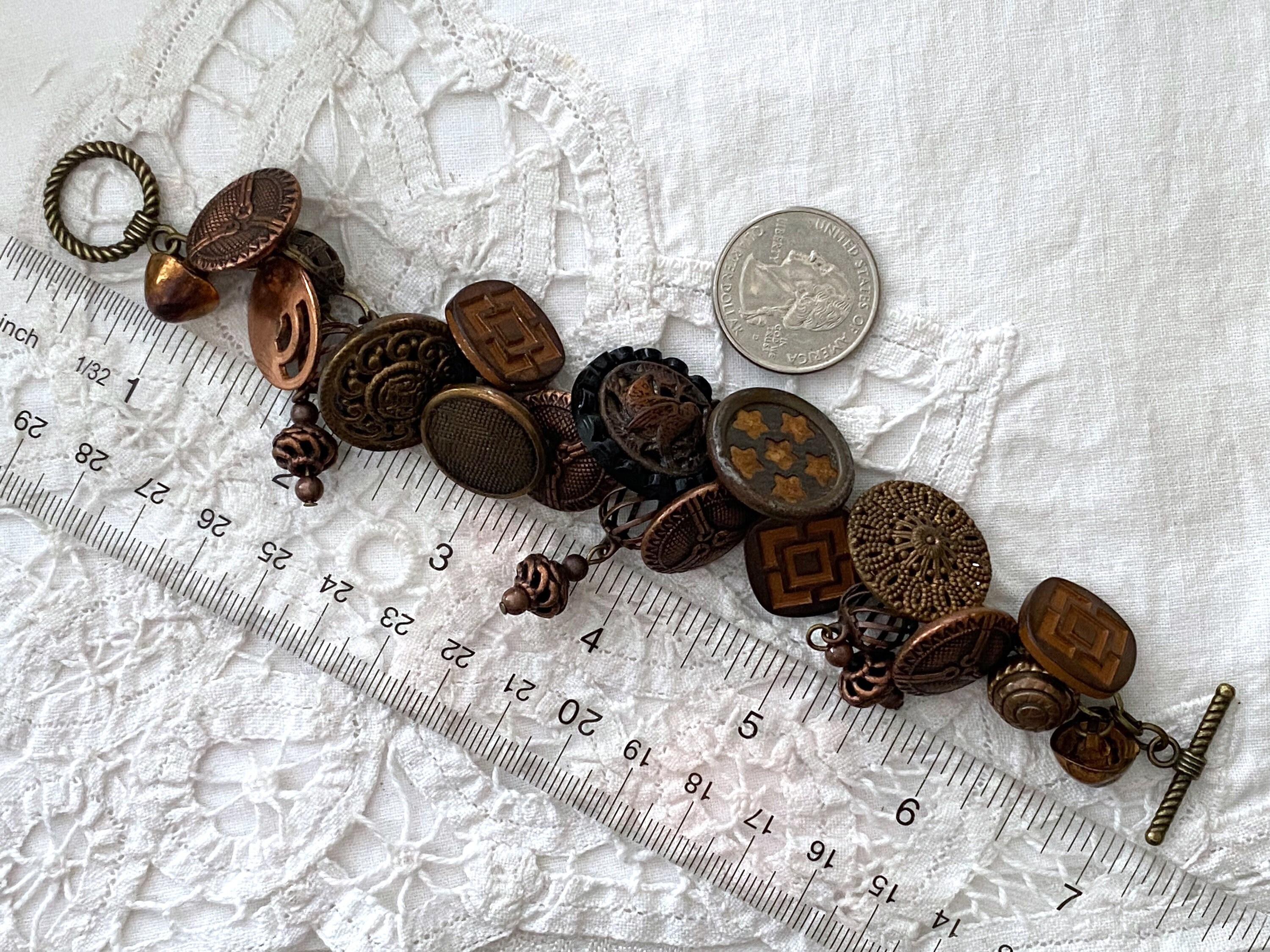 Vintage Copper Button Bracelet Patina Copper Buttons Original Handmade ...