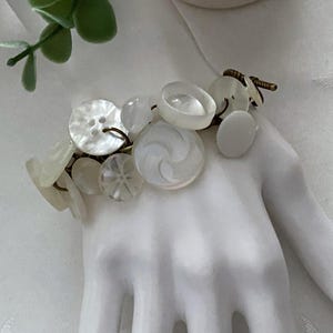Opalescent Vintage Button Bracelet ~ Cream Color Vintage Buttons ...