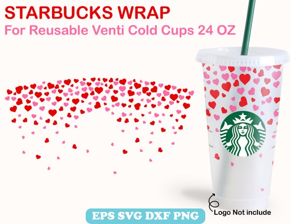 Cute Heart Starbucks Venti Cold Cup 24 OZ Falling Heart | Etsy