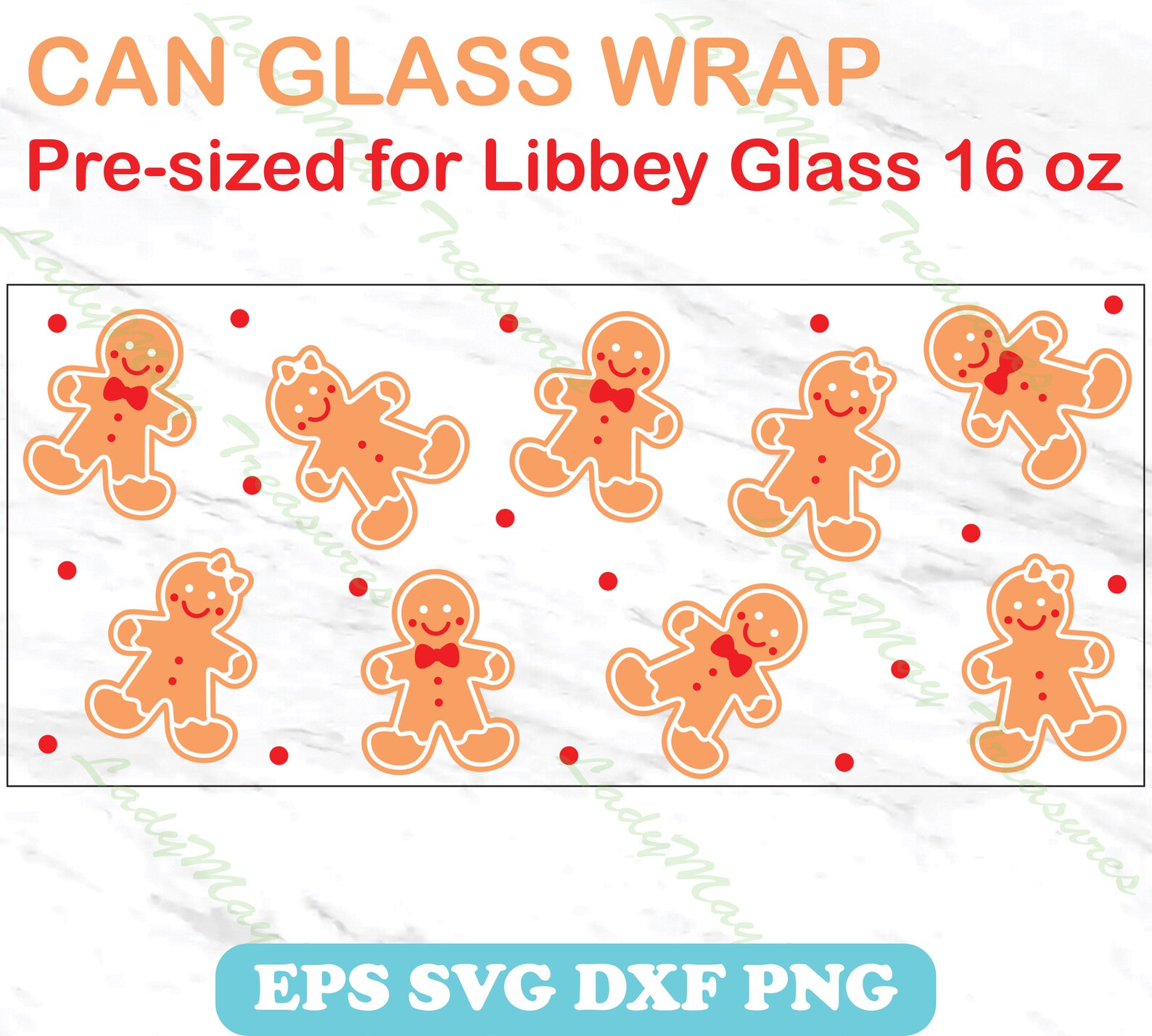 Cute Gingerbread SVG Wrap for Can Glass 16oz Can Shaped | Etsy