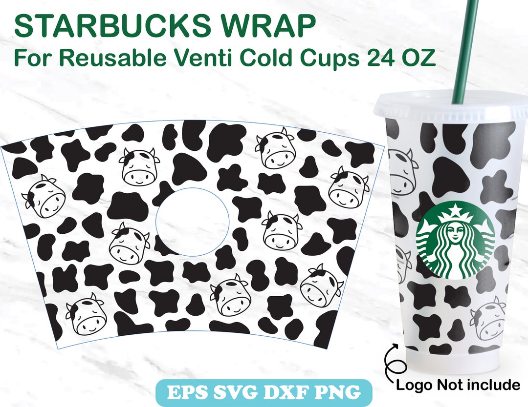 Cute Cow Starbucks Wrap for Venti Cold Cup 24 OZ, Kawaii Cow Starbucks ...