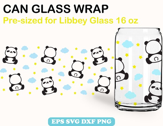 Cute Panda Can Glass 16oz Can Shaped Kawaii Panda Pattern - Etsy