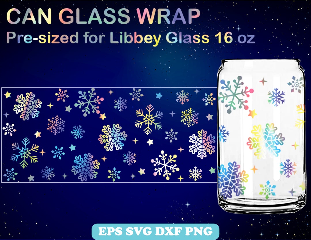 Cute Christmas Snowflake SVG Wrap for Can Glass 16oz Can Shaped ...