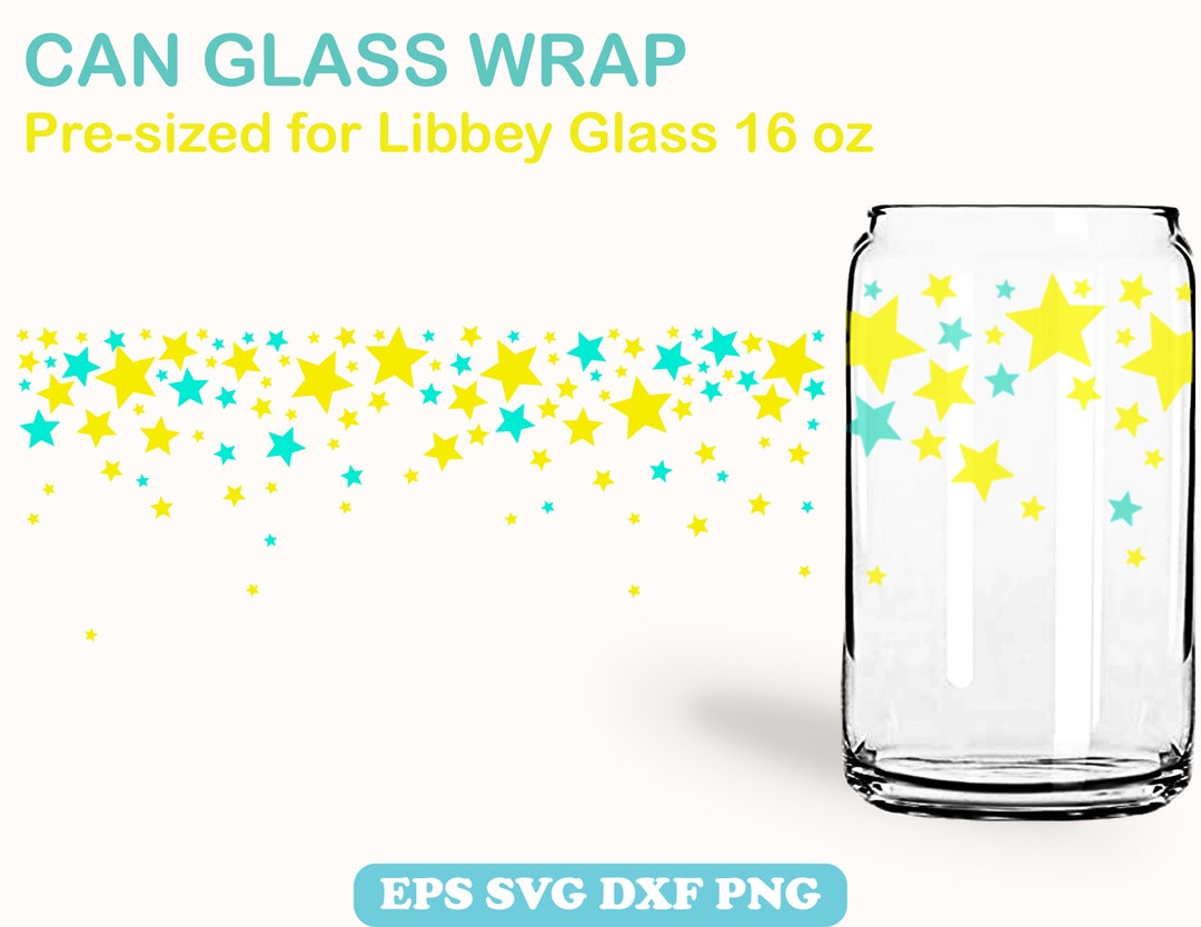 Cute Starfall SVG Wrap for Can Glass 16oz, Can Shaped Glass, Confetti ...