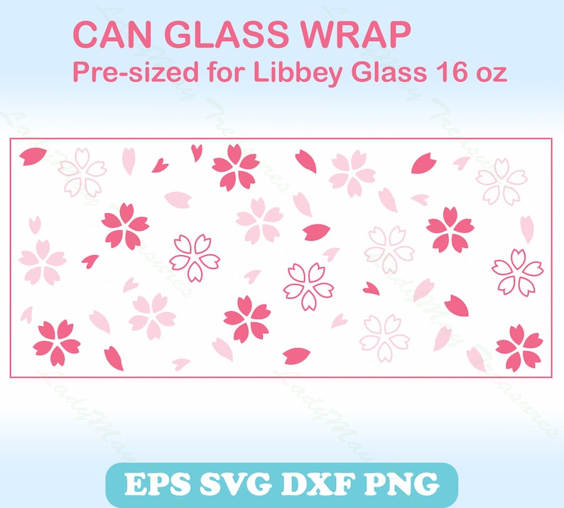 Cute Sakura SVG Wrap for Can Glass 16oz Can Shaped Cherry | Etsy
